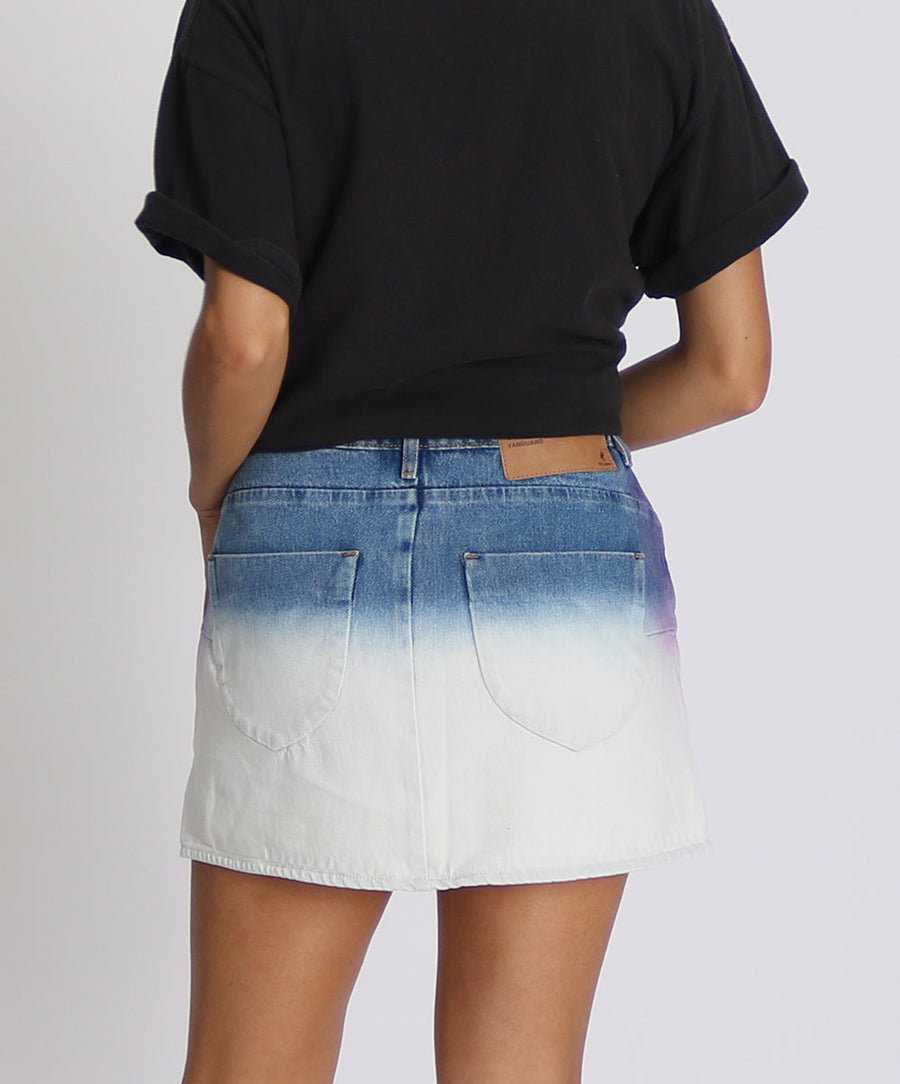 Vanguard Mid Waist Relaxed Mini Denim Skirt - Dip Dye | One Teaspoon USA