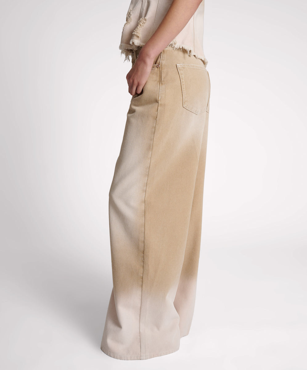 Love Machines Mid Waist Super Wide Leg Denim Jeans - Butterscotch | One ...