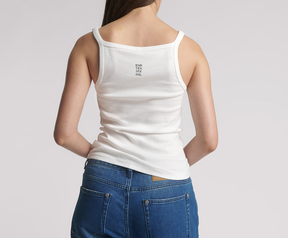 WHITE ONE TEASPOON FINE RIB SINGLET - One Teaspoon USA